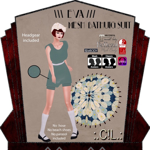 Second Life Marketplace - Eva Verdigris Knit Bathing Suit Set :.C!L ...