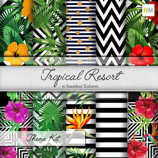 Second Life Marketplace - Tropical Resort Theme Kit 10 Seamless Textures NM