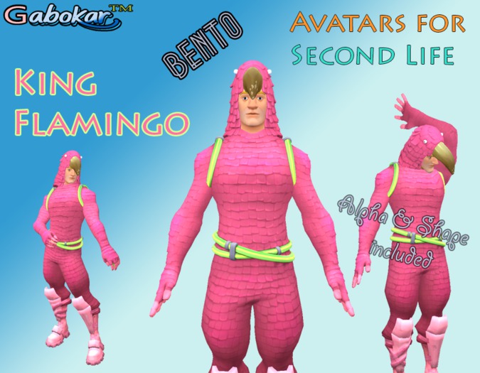 Second Life Marketplace - COMPLETE AVATAR - (BENTO) - KING FLAMINGO ...