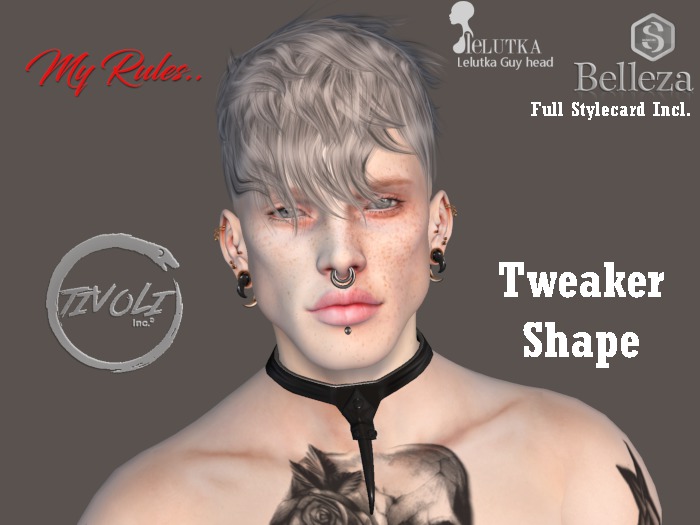 Second Life Marketplace - -Tivoli Inc - Tweaker Shape for Lelutka Guy Head Bento + Body Shape ...