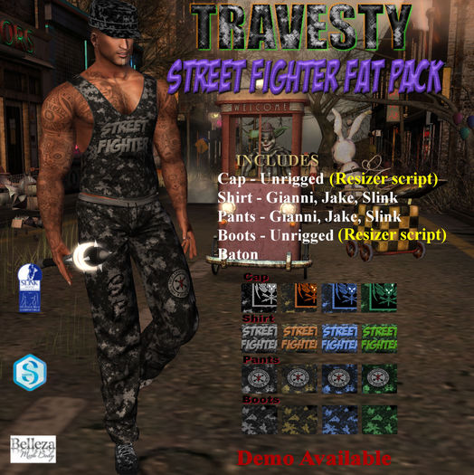 Second Life Marketplace - Travesty Street Fighter Fat Pack