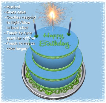 Second Life Marketplace - ~Two Tier Musical Party Connect Birthday Cake~