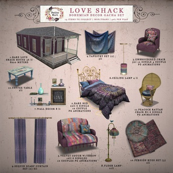 Second Life Marketplace - Petite Mort- Love Shack Wall Decor Set (bagged)