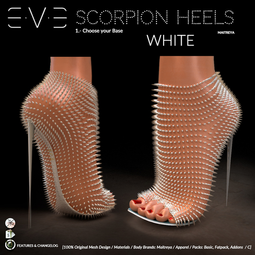 Second Life Marketplace - E.V.E SCORPION Heels White (add)
