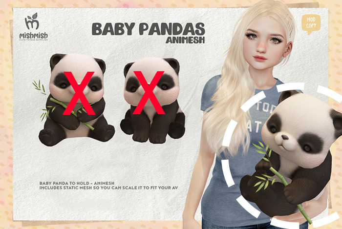 Second Life Marketplace - MishMish - Baby Panda to hold [Boxed]
