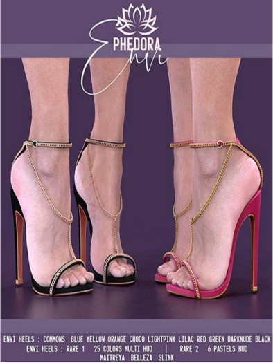 Second Life Marketplace - Phedora ~ Envi heels ~ yellow/maitreya(pack)