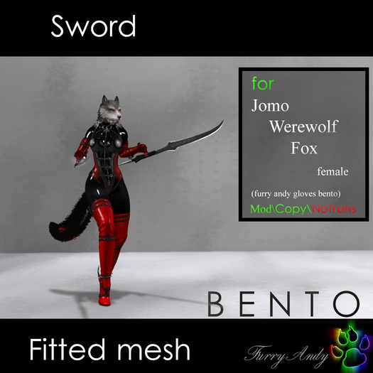 Second Life Marketplace - Furry Andy - Sword for Jomo Werewolf/Fox female