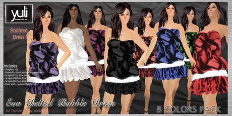 Second Life Marketplace - (Yuli) Eva Belted Bubble Dress 8 colors