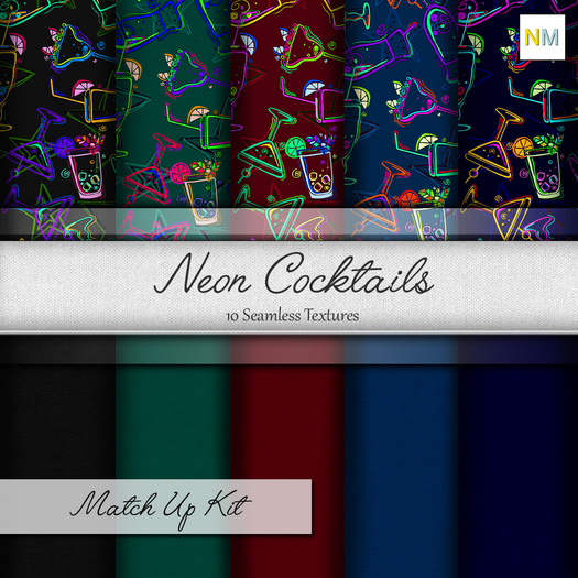 Second Life Marketplace - Neon Cocktails Matchup Kit 10 Seamless ...