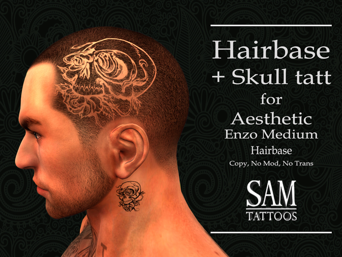 Second Life Marketplace - [SAM TATTOOS] AESTHETIC HAIRBASE + SKULL TATT ...