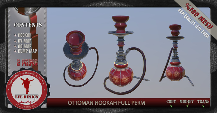 Second Life Marketplace - Ottoman Hookah Full Permission Efe Design