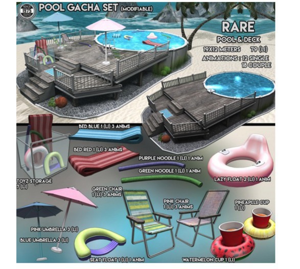 Second Life Marketplace - [Since1975]Pool Gacha-Umbrella Pink 1