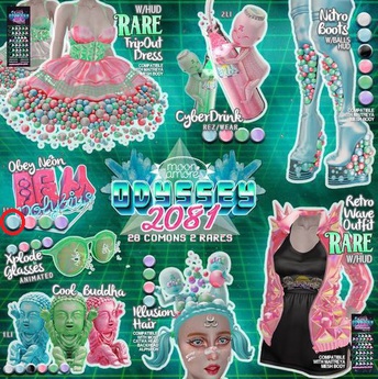 Second Life Marketplace - :Moon Amore: Odyssey2081 / Obey Neon (Teal)