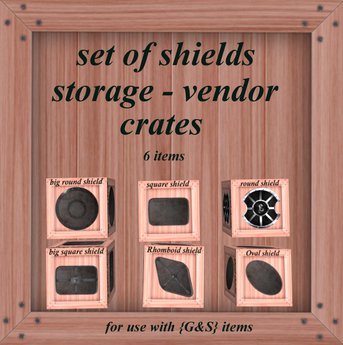 Second Life Marketplace - set of shield G&S storge - vendor crates pink