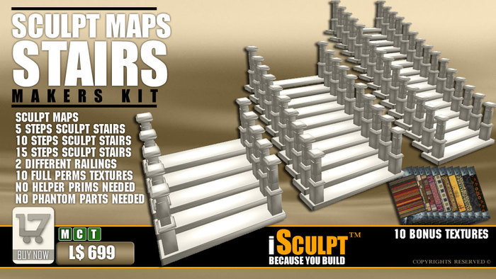 Second Life Marketplace - [iSculpt] Stairs - Sculpt Stairs - Sculpt ...