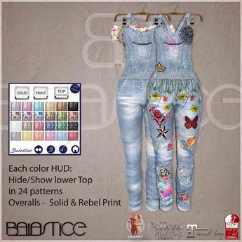 Second Life Marketplace - Baiastice_Denim Overalls-Wash