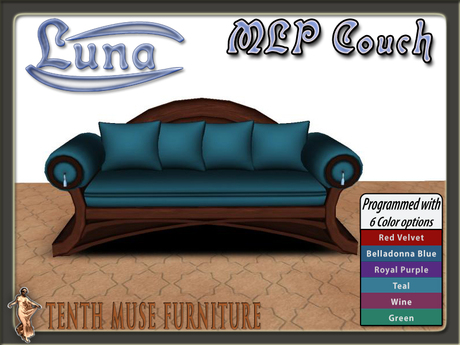 Second Life Marketplace - Luna Velvet Couch w/MLP Animations