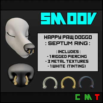 Second Life Marketplace - SMOOV - Happy Paw Doggo Head // Septum Ring