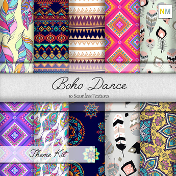 Second Life Marketplace - Boho Dance Theme Kit 10 Seamless Textures NM