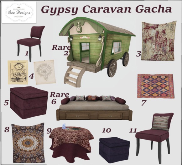 Second Life Marketplace - Bee designs Gypsy caravan Gacha 6 RARE