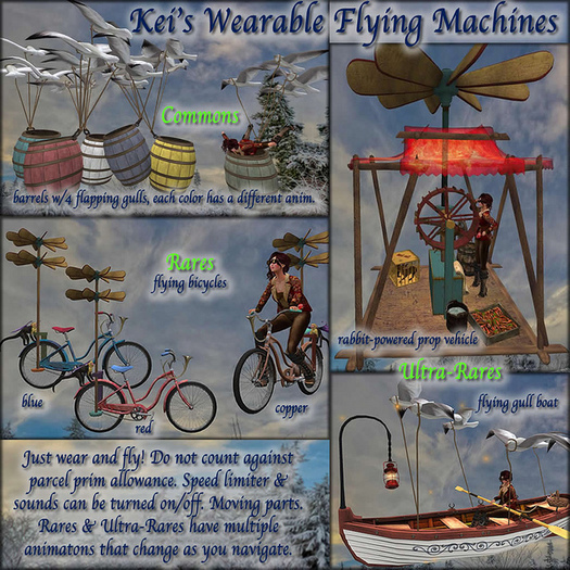 Second Life Marketplace - Kei's Wearable Flying Machine (blue prop bike ...