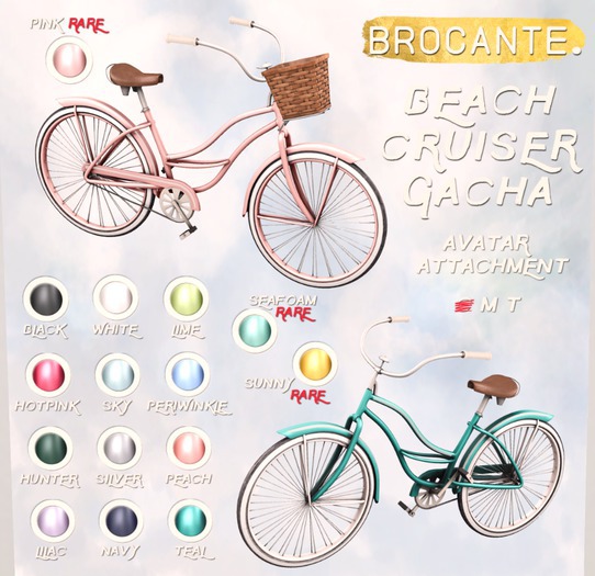 Second Life Marketplace - brocante. beach cruiser gacha / periwinkle