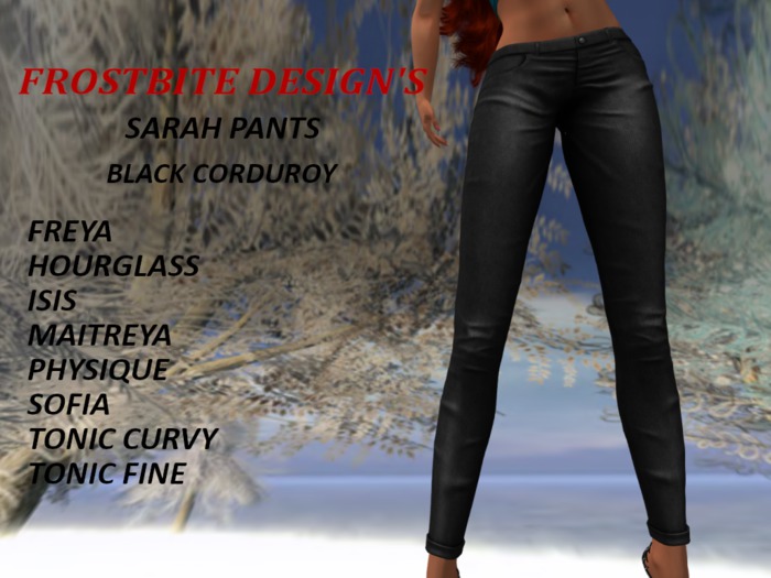 Second Life Marketplace - Sarah Pants Black Corduroy