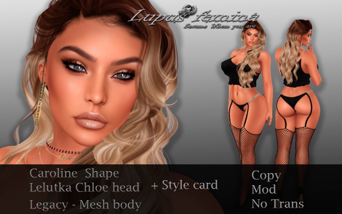 Second Life Marketplace - "Lupus Femina" Caroline Shape-Lelutka Chloe -Legacy Body