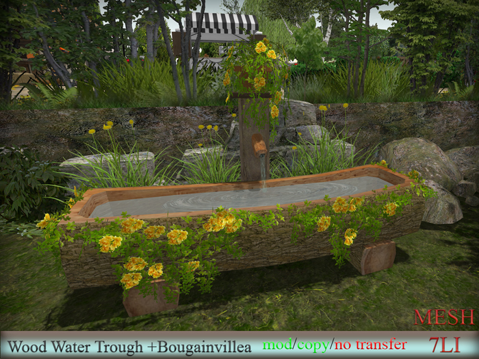 Second Life Marketplace - EasyDecor Wood Water Trough with ...