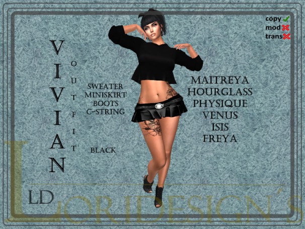 Second Life Marketplace Ld Vivian Outfit Black