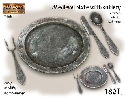 Second Life Marketplace - Medieval plate with cutlery - Old World ...