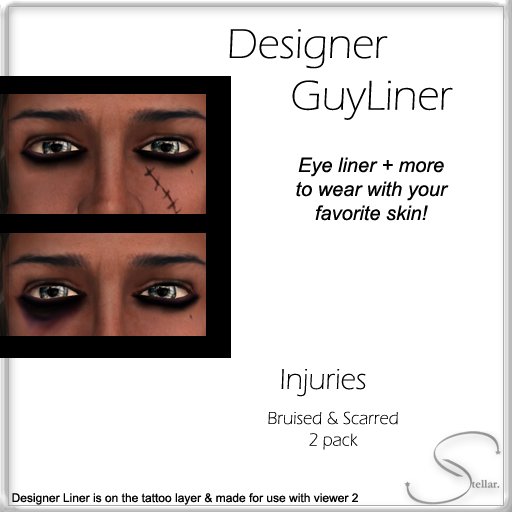 Second Life Marketplace - [Stellar] Designer GuyLiner (injuries pack)