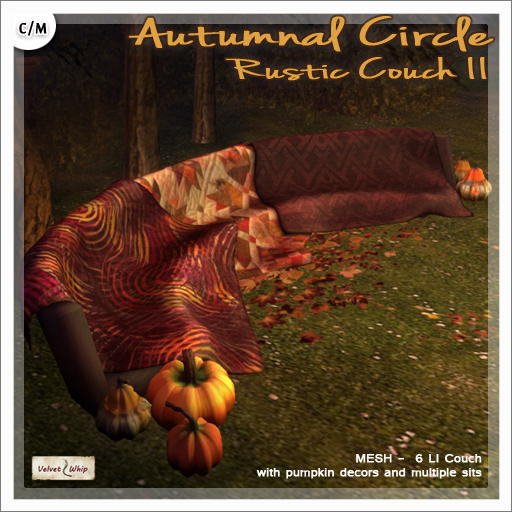 Second Life Marketplace - [V/W] Autumnal Rustic Couch II - 3 avatars ...
