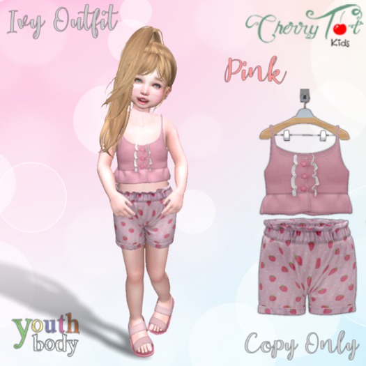 Second Life Marketplace - *Cherry Tot* Youth Fitted Ivy Outfit Pink ...