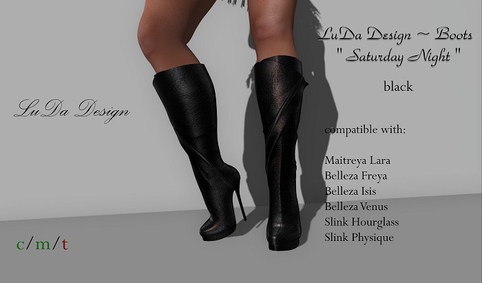 Second Life Marketplace - LuDa Design ~ Boots '' Saturday Night '' black