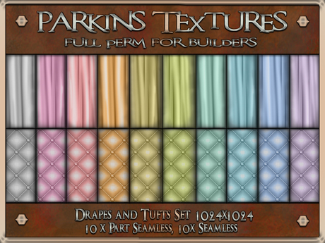 Second Life Marketplace - Parkins Textures - Drapes & Tufts Set - 20x ...
