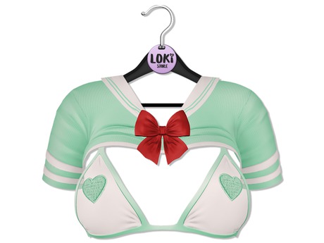 Second Life Marketplace - Loki - Playful Girl Set - Top&Bra - Mint