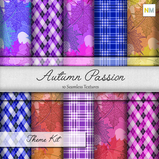 Second Life Marketplace - Autumn Passion Theme Kit 10 Seamless Textures NM