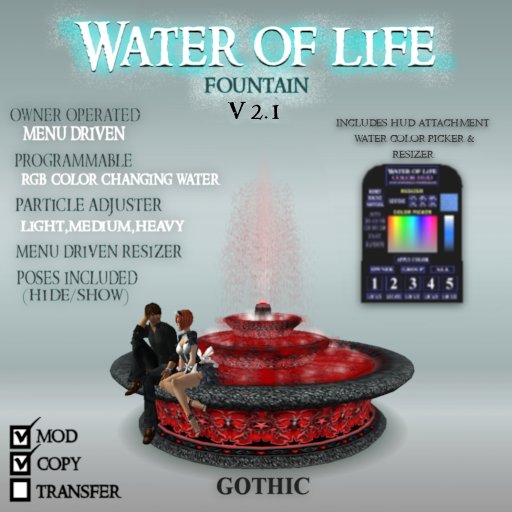 Second Life Marketplace - Water of Life fountain (Gothic)