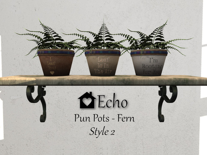 Second Life Marketplace - Echo - Pun Pots - Fern - Style 2