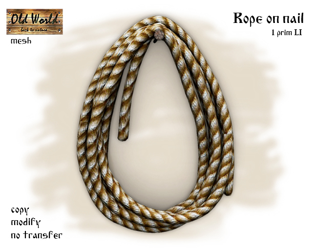 Second Life Marketplace - Old rope on nail - Old World - Medieval / Rustic