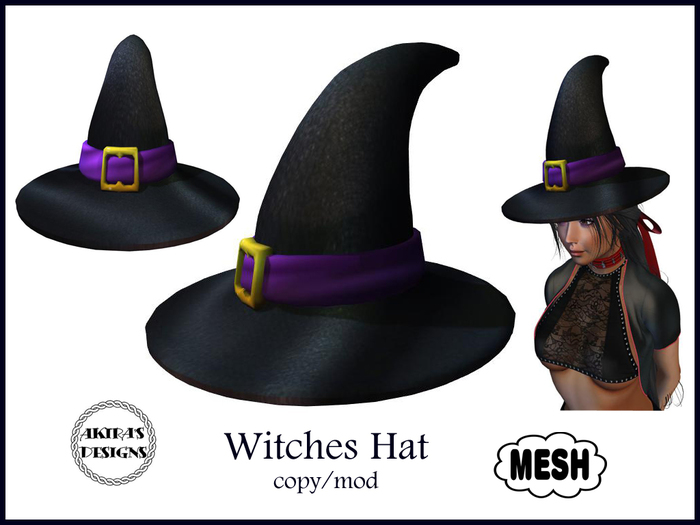 Second Life Marketplace - FREE Witches Hat by Akira Kinomis - Fun MESH ...