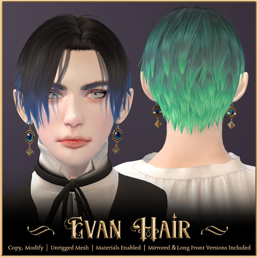 Second Life Marketplace - Raven Bell - Evan Hair [All 3]