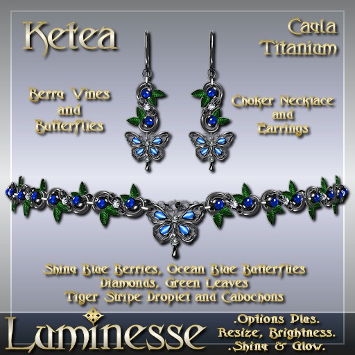 Second Life Marketplace - KETEA Cayla Choker & Earrings Set OP - Blue ...