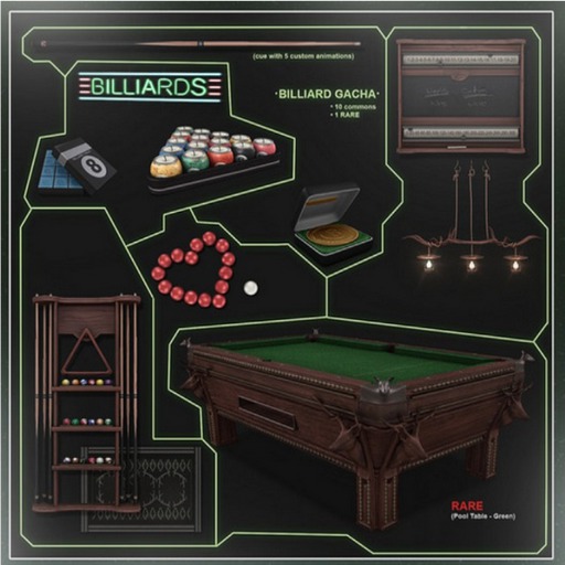 Second Life Marketplace - [Con.] Billiard set - Table - RARE