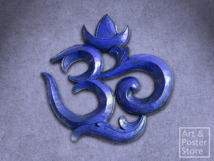 Second Life Marketplace - Carved Deep Blue Painted Wooden OM (Aum) Wall ...