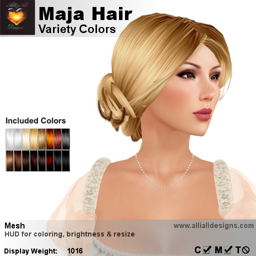 Second Life Marketplace - A&A Maja Hair Variety Colors V2, cute womens ...
