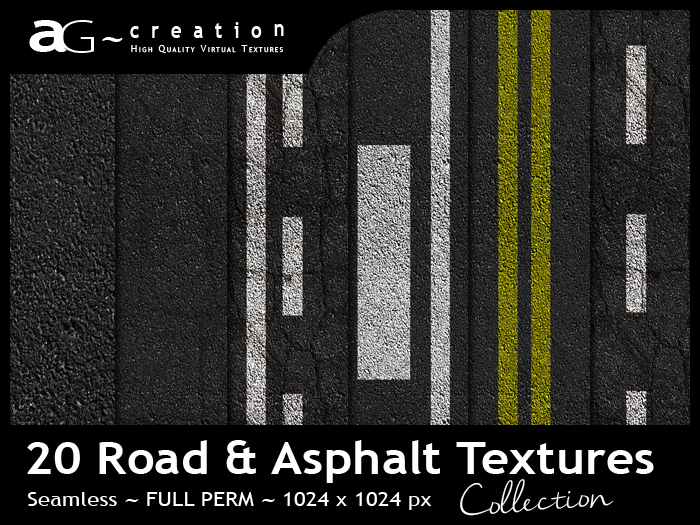 Second Life Marketplace - ~AG~ Creation ~ 20 Road & Asphalt Textures ...