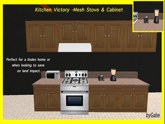 Second Life Marketplace - Kitchen Victory -Mesh Stove & Cabinet byGabe