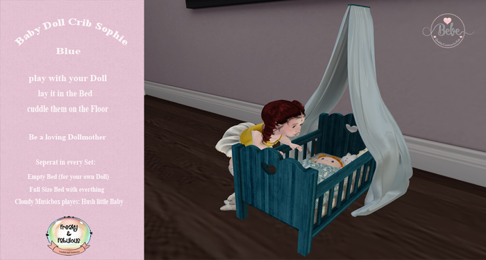Second Life Marketplace - *FF* Doll Baby Crib Sophie Blue